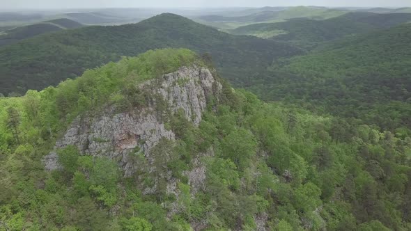 Aerial view of mountains and rolling hills. Arkansas summertime ...