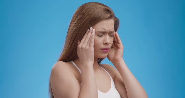 Acute Headache. Temples, Suffering From Migraine Attack, Blue Studio ...