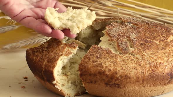 Breakfast of fresh baked homemade hot bread., Stock Footage | VideoHive