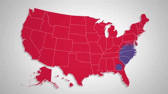 USA Map - Red States Changing to Blue States, Motion Graphics | VideoHive