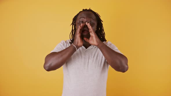 African American Black Man Makes Cupping Gesture, Calling Someone with ...