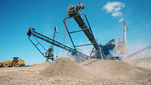 Rubble Moving on a Conveyor of a Crushing Machine. Mining Industry ...