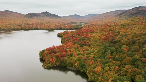 Cinematic Lake with Clouds Reflection in Water Surface Beautiful Fall ...