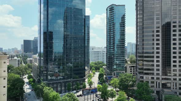 Aerial view of high rises in Midtown Atlanta, Georgia, Stock Footage