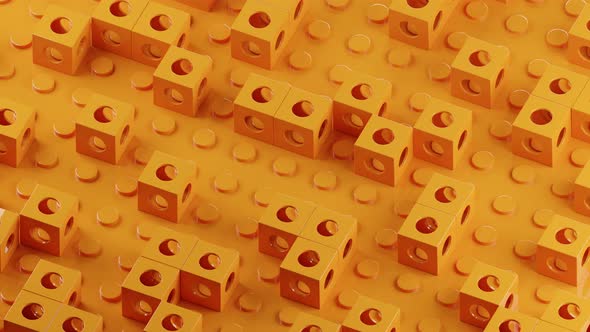 Orange cubes with holes rotate and move, Motion Graphics | VideoHive