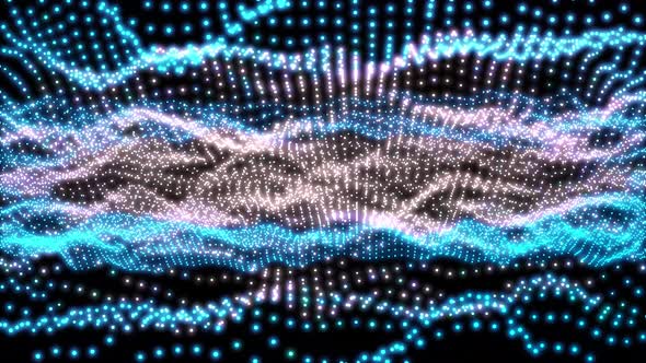 Abstract white Glowing particles wave dot line background, Motion Graphics