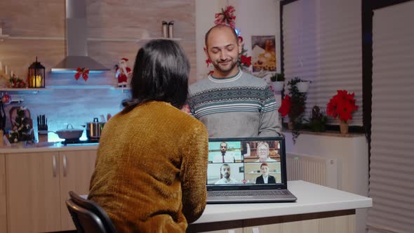 Man Interrupting Work Video Call for Business Woman, Stock Footage