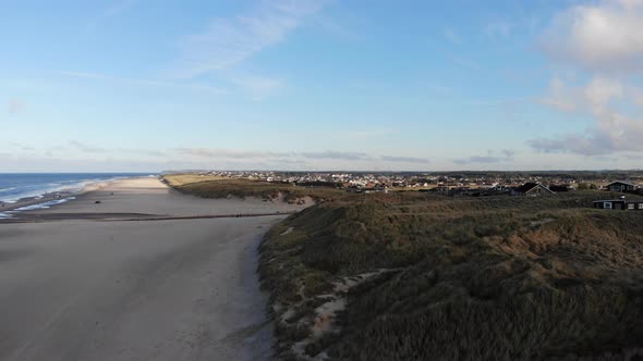Aerial view of the North Sea shoreline outside Løkken, Denmark, Stock ...