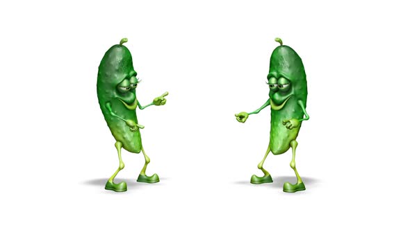 Two Cucumbers - Looped Dance on White Background, Motion Graphics ...