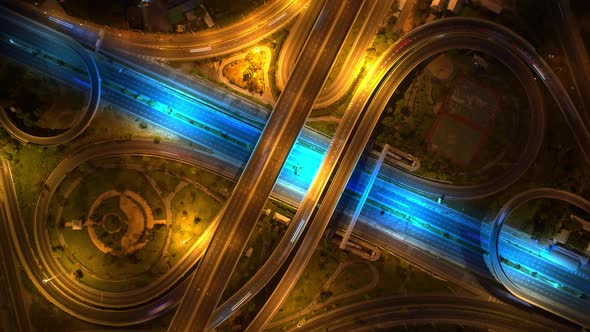4K : Aerial hyperlapse drone shot of fast moving Highway road., Stock ...