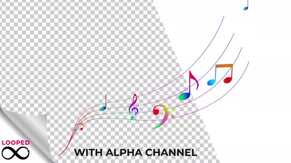 Colorful Music Notes Loop, Motion Graphics | VideoHive