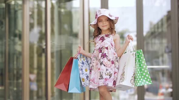Cute Little Girl on Shopping, Stock Footage | VideoHive