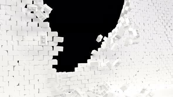 White Brick Wall is Break Concept of Power, Motion Graphics | VideoHive