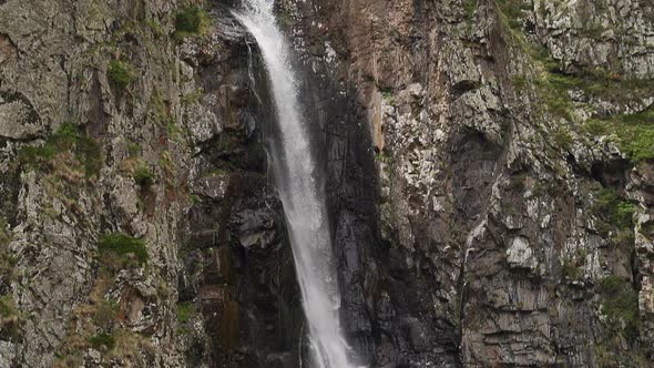 Slow Motion Shot of Waterfall Flowing Down the Rock, Stock Footage