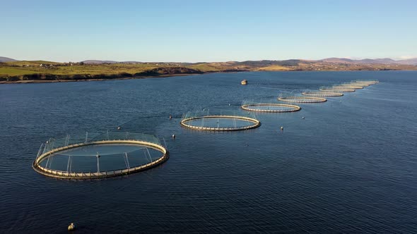 Aerial View of Fish Farm in County Donegal Ireland, Stock Footage