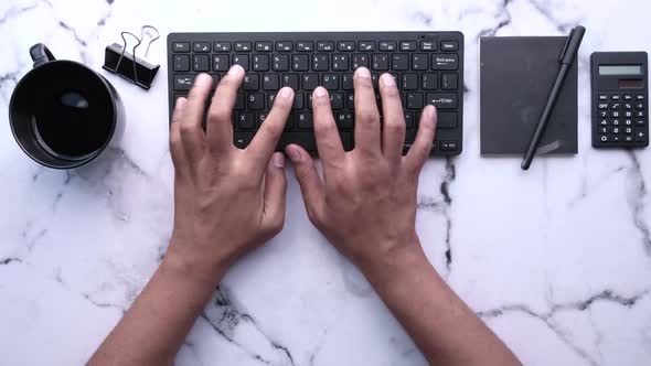 Young Man in Suffering Wrist Pain While Typing on Keyboard , Stock Footage
