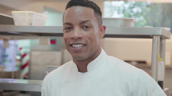 Chef standing in commercial kitchen, Stock Footage | VideoHive