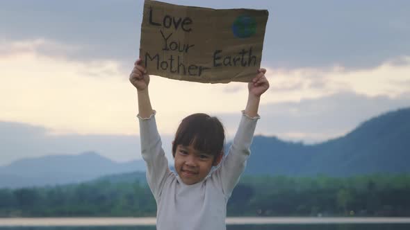 Portrait of a little girl young environmentalist., Stock Footage ...