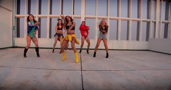 All Girl Dance Crew Performing On Rooftop, Stock Footage | VideoHive