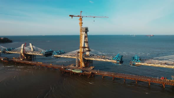 Aerial view of Tanzanite Bridge, Dar es salaam, Tanzania, Stock Footage