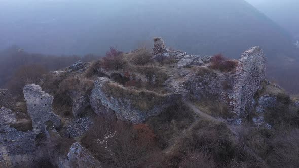 Aerial View of Ruins of a Medieval Castle. Liteni, Leta Fortress ...