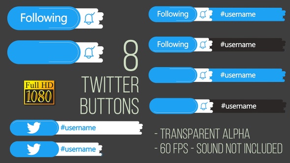 Twitter Buttons FullHD, Motion Graphics | VideoHive