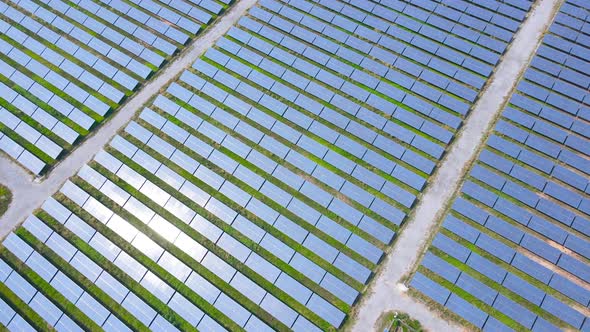 Eco Power Save Earth Solar power plant and 4K aerial view. Renewable ...
