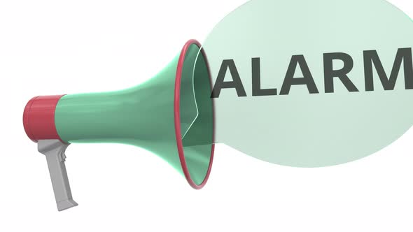 Green Megaphone with ALARM Message on Speech Bubble, Motion Graphics