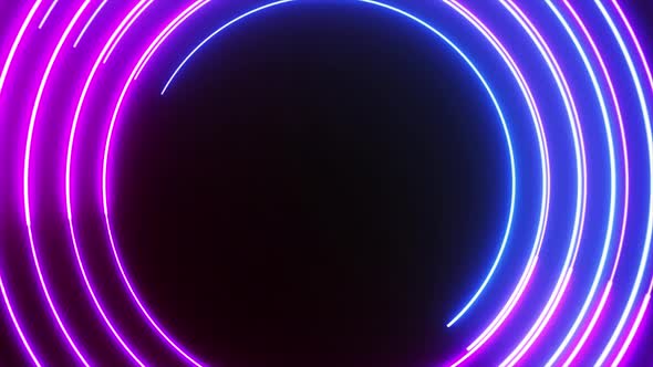 Loop Animation Of Neon Glowing Circle, Light Circle Motion Over Black ...