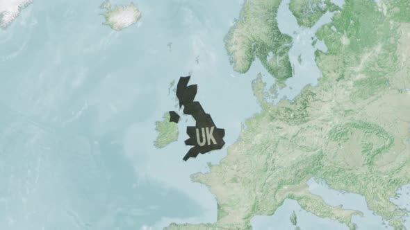 Globe Map of UK with a label, Motion Graphics | VideoHive