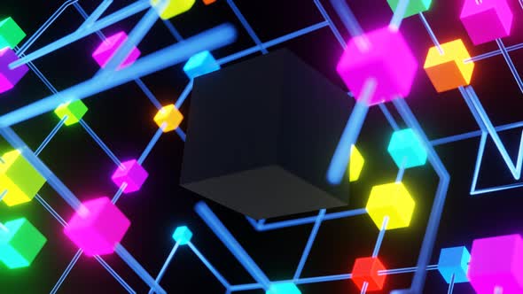 Cubic Grid of Multicolored Cubes, Motion Graphics | VideoHive