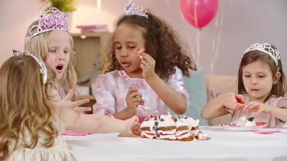 Little Girls at Birthday Dinner, Stock Footage | VideoHive