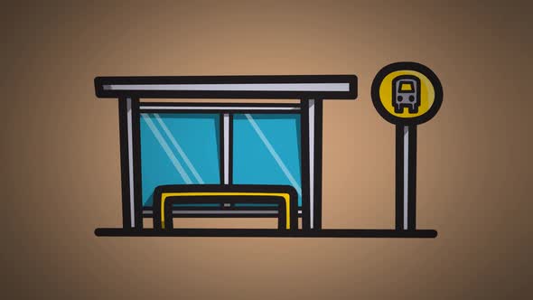 Bus Stop Sketch And 2d Animated, Motion Graphics | VideoHive