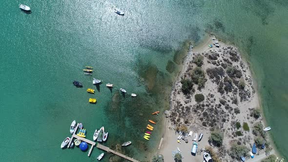 Piperi beach in Naoussa on Paros island in the Cyclades in Greece ...