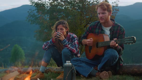 Wanderlust Couple Spend Weekend in Mountains, Stock Footage | VideoHive