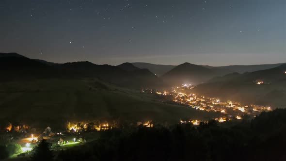 Night Traffic in Countryside Time Lapse. Romantic Evening with Moving ...