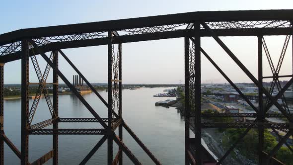 Saint Louis Bridge Crossing Mississippi River in Missouri - Epic Aerial ...