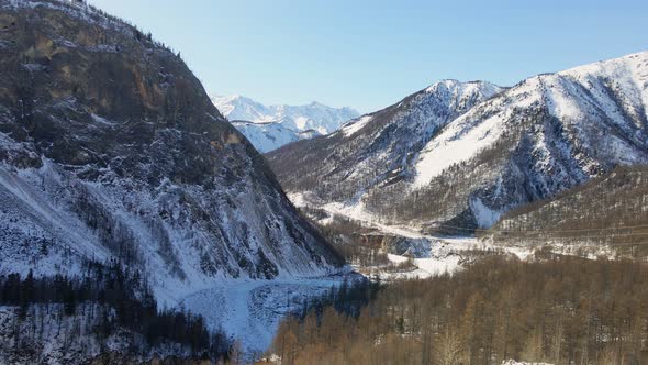 Valley Among Sayan Mountains with Frozen Water Surface in Winter, Stock ...