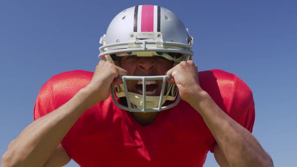 American football player screaming with helmet, Stock Footage | VideoHive
