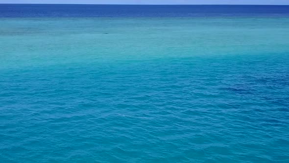 Drone scenery of exotic sea view beach time by blue lagoon with sand ...