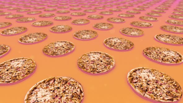 Pizza Motion Design Gif Animation on Colorful Flying Pizza in Space ...