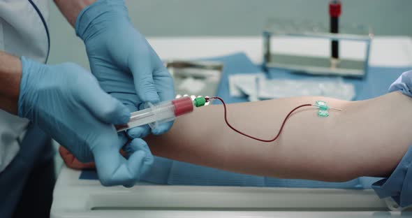 In a Modern Clinic Details of a Blood Collecting, Stock Footage | VideoHive