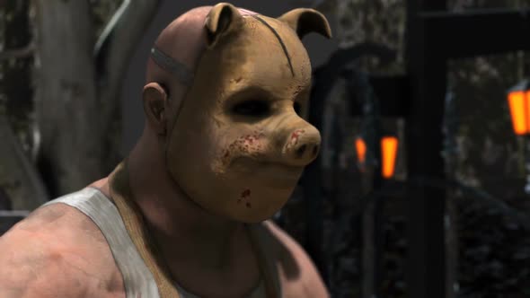 Closeup butcher killer dancing thriller in a graveyard, Motion Graphics