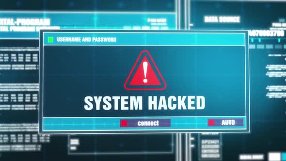System Hacked Warning Notification on Digital System Security Alert on Computer Screen, Motion ...