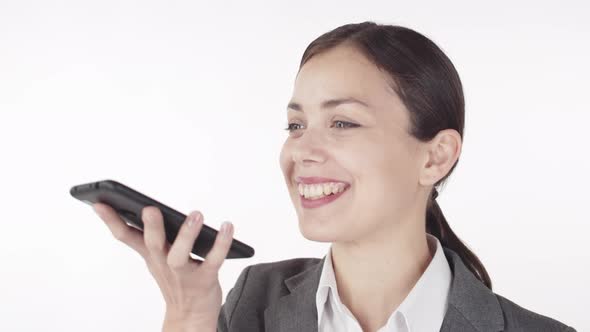 Cheerful Woman Recording Voice Message, Stock Footage | VideoHive