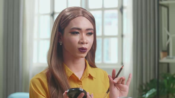 Influencer Transgender Woman Blogger Talks About Makeup. Blogger Talks ...