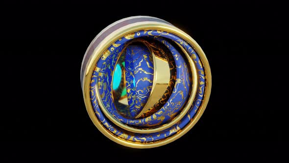futuristic rings an object of complex geometry transforms in space, a ...