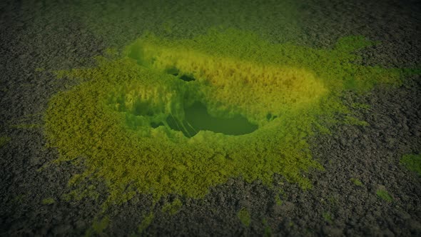 Acid Burns Through Rough Ground Surface, Stock Footage | VideoHive