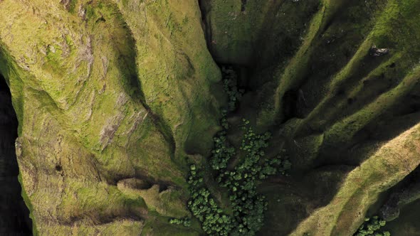 Top View Over the Ravine in Mountainous Hawaiian Terrain with Exotic ...
