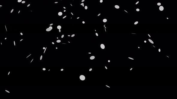 Festive white confetti falling. Transparent background, Motion Graphics